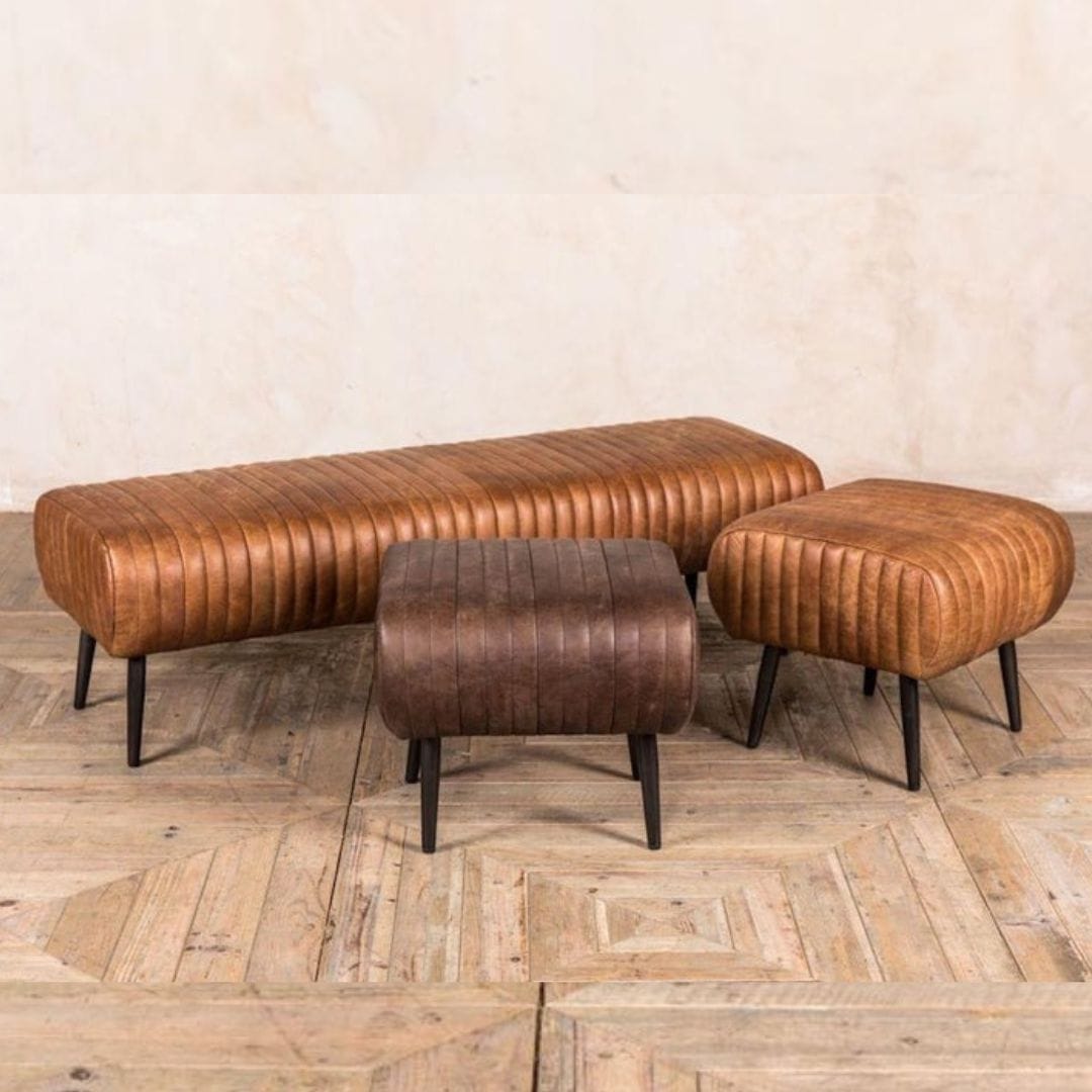 Briatoni Ribbed Leather Bench set – Figure It Out Furniture